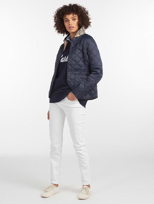 Barbour Deveron Quilted Jacket Navy/Pale Pink