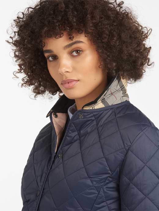 Barbour Deveron Quilted Jacket Navy/Pale Pink