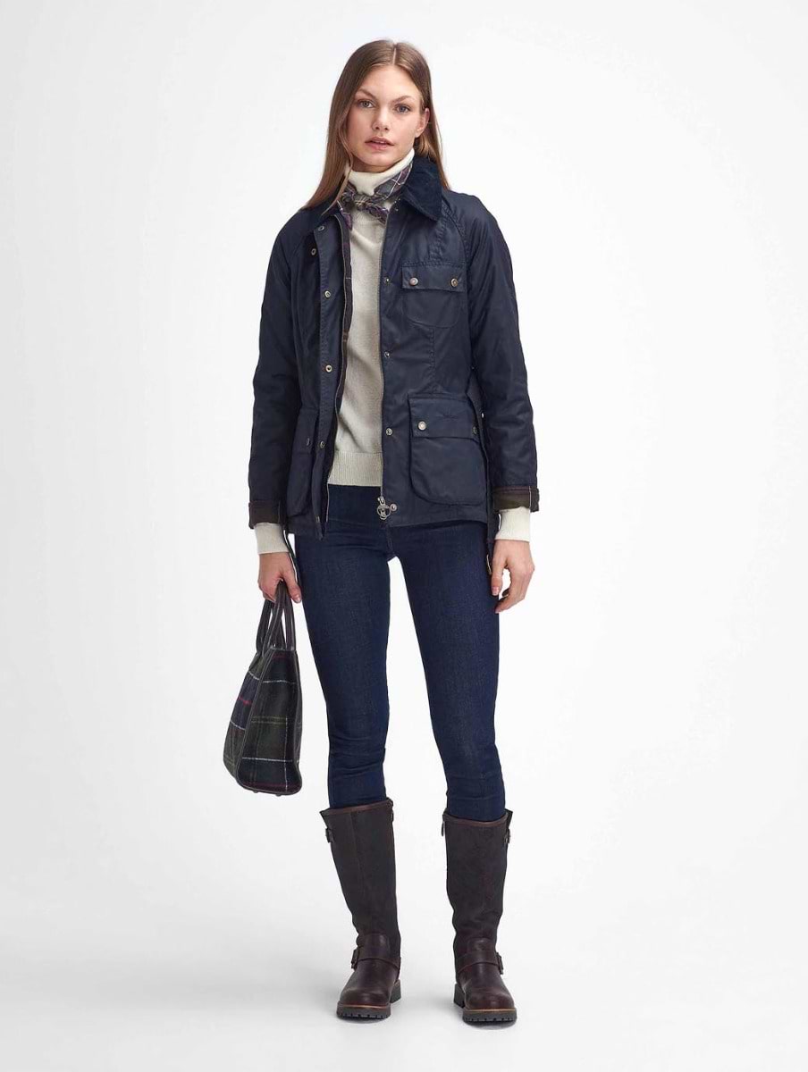 Barbour Women's Solway Zipper Wax Jacket Navy/Classic