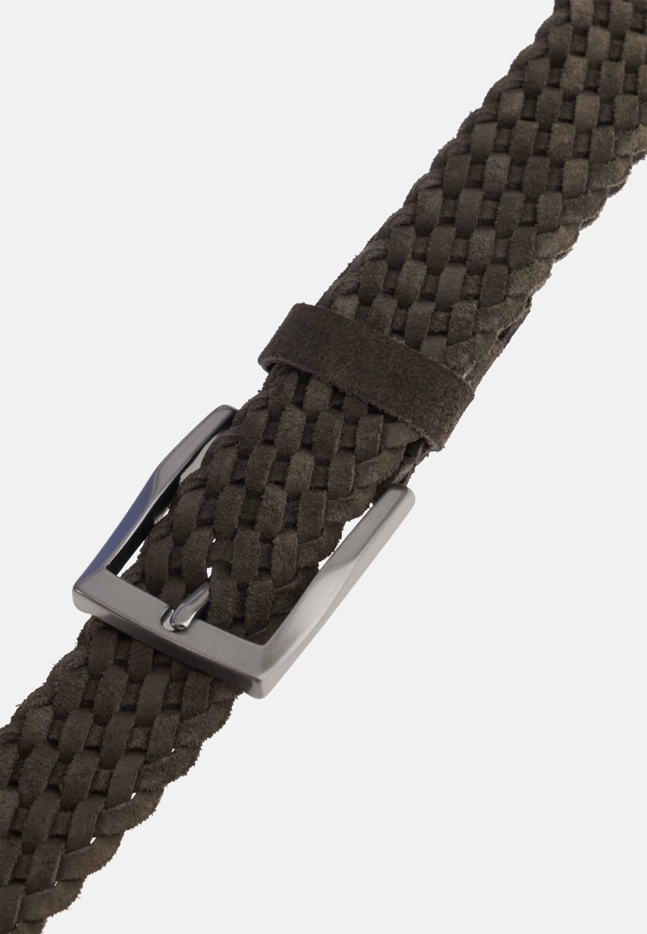 Men's Woven Suede Belt, Dark brown | Boggi Milano