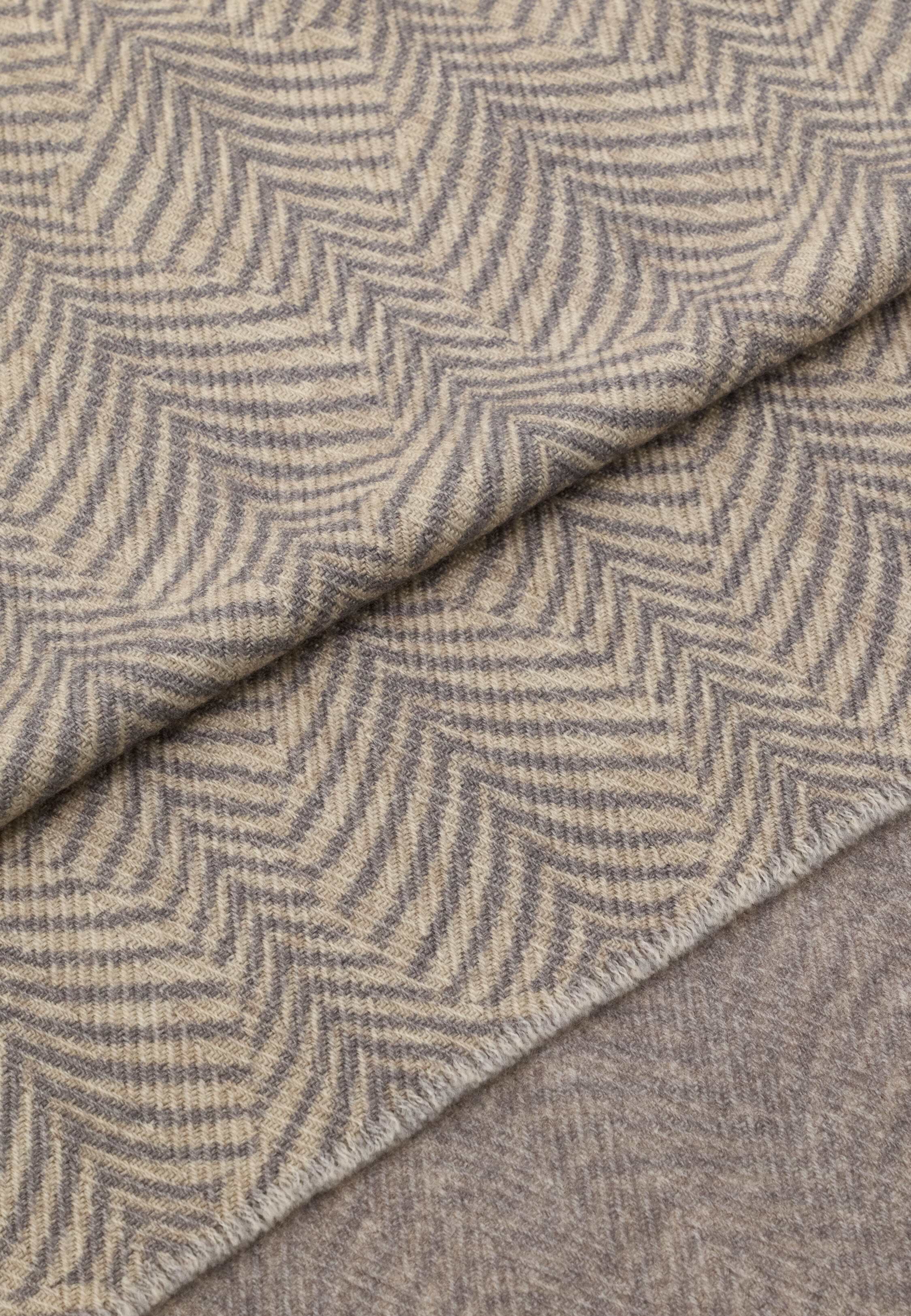 Men's Herringbone Print Wool Scarf | Boggi Milano