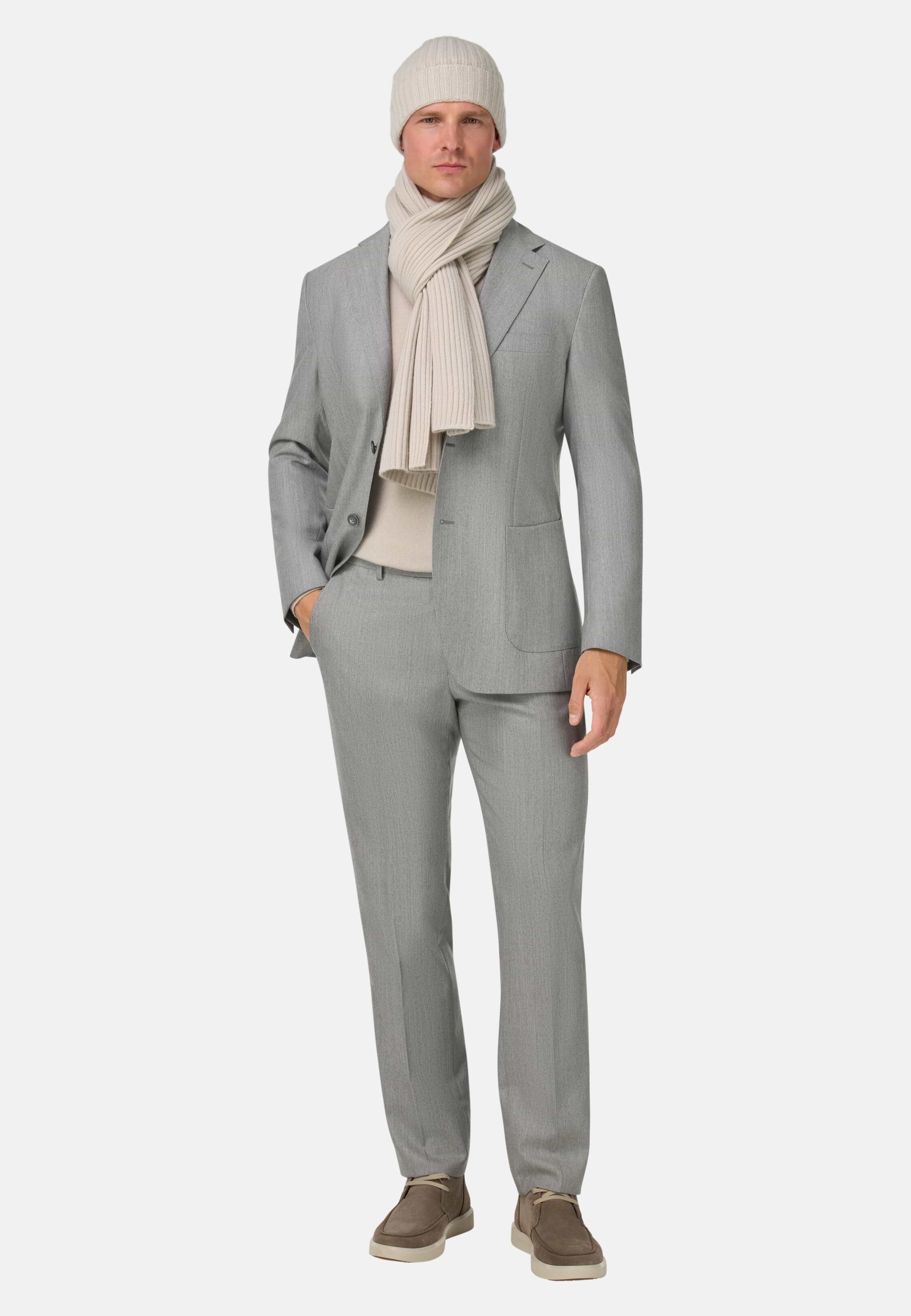 Men's Herringbone Pure Wool Suit | Boggi Milano