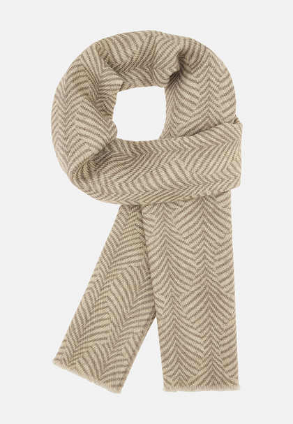 Men's Herringbone Print Wool Scarf | Boggi Milano