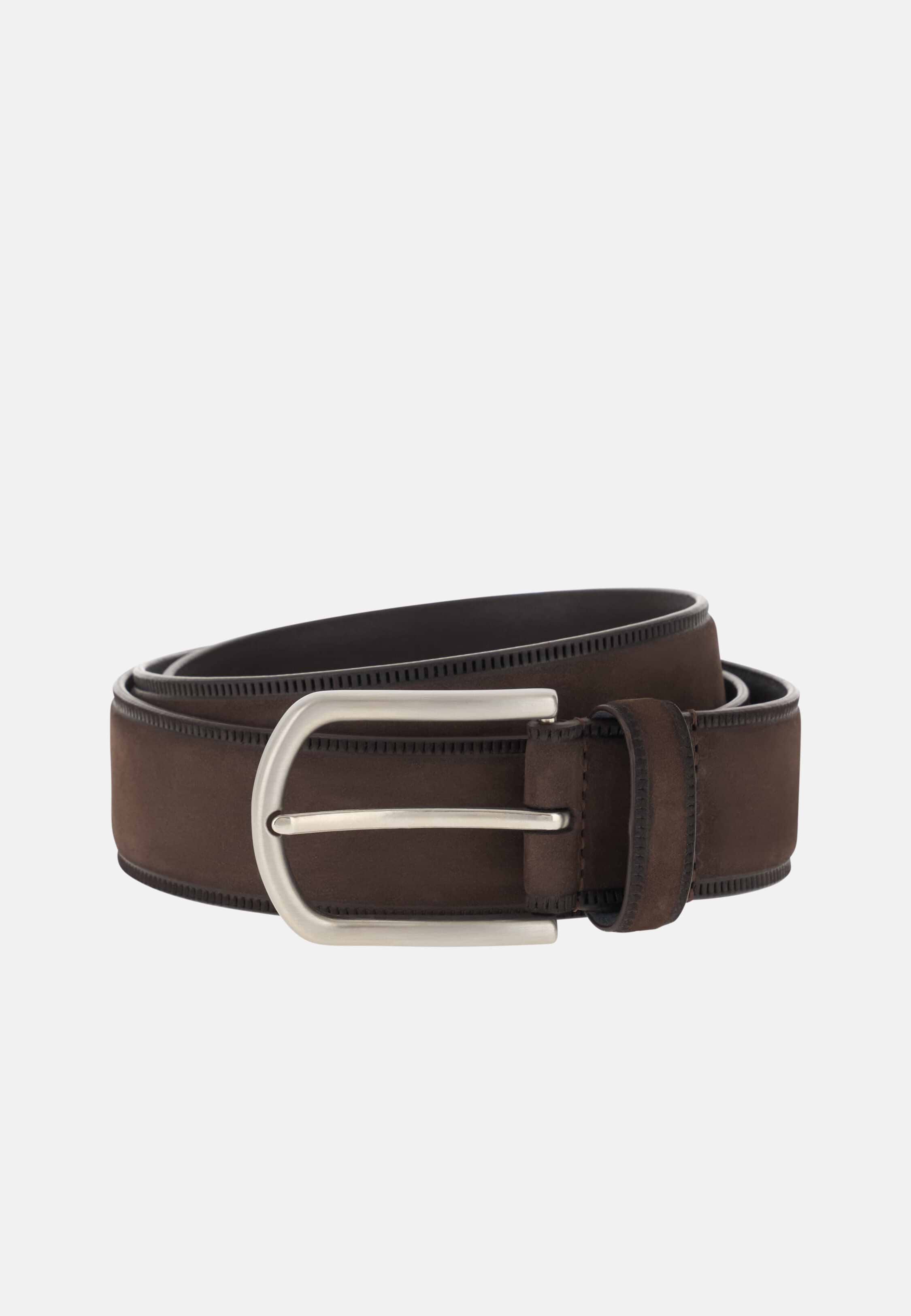 Men's Nubuck Belt, Dark brown | Boggi Milano
