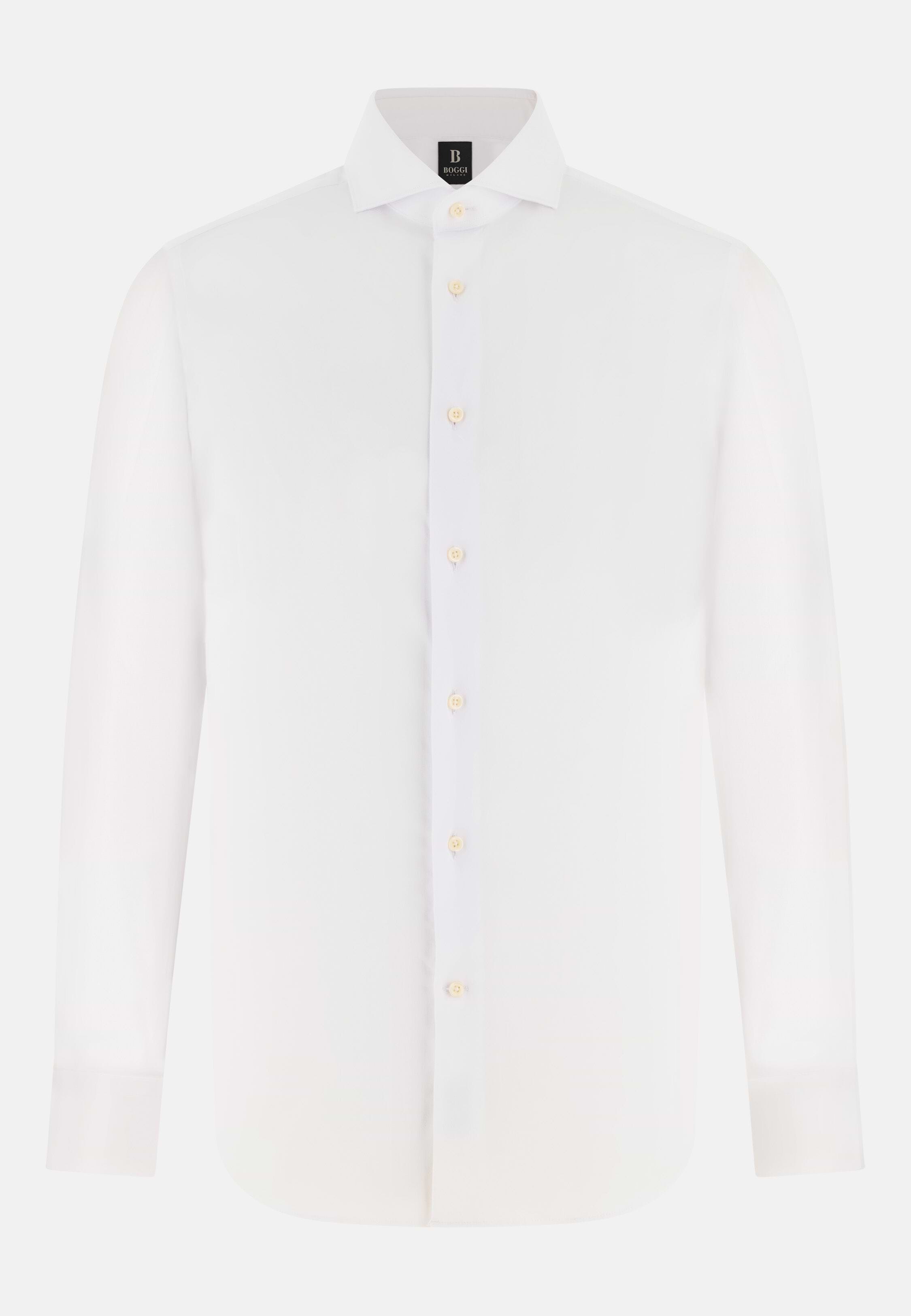 Camisa De Algodón De Nailon Elástico Corte Slim Hombre | Boggi Milano