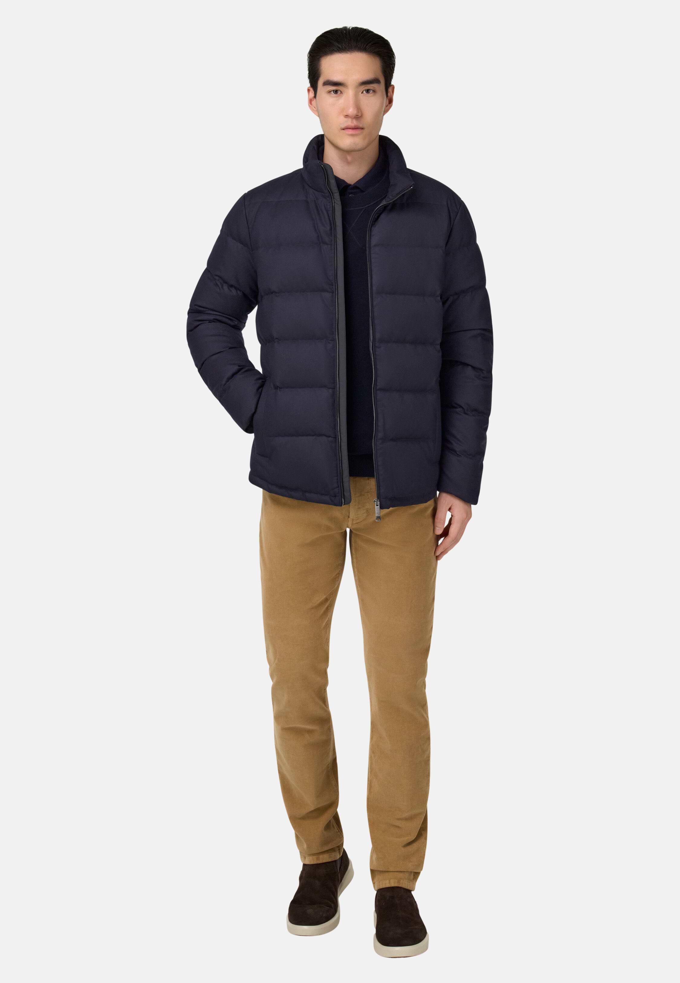Bomber Flyn De Franela y Tejido Tech De Plumas Hombre | Boggi Milano