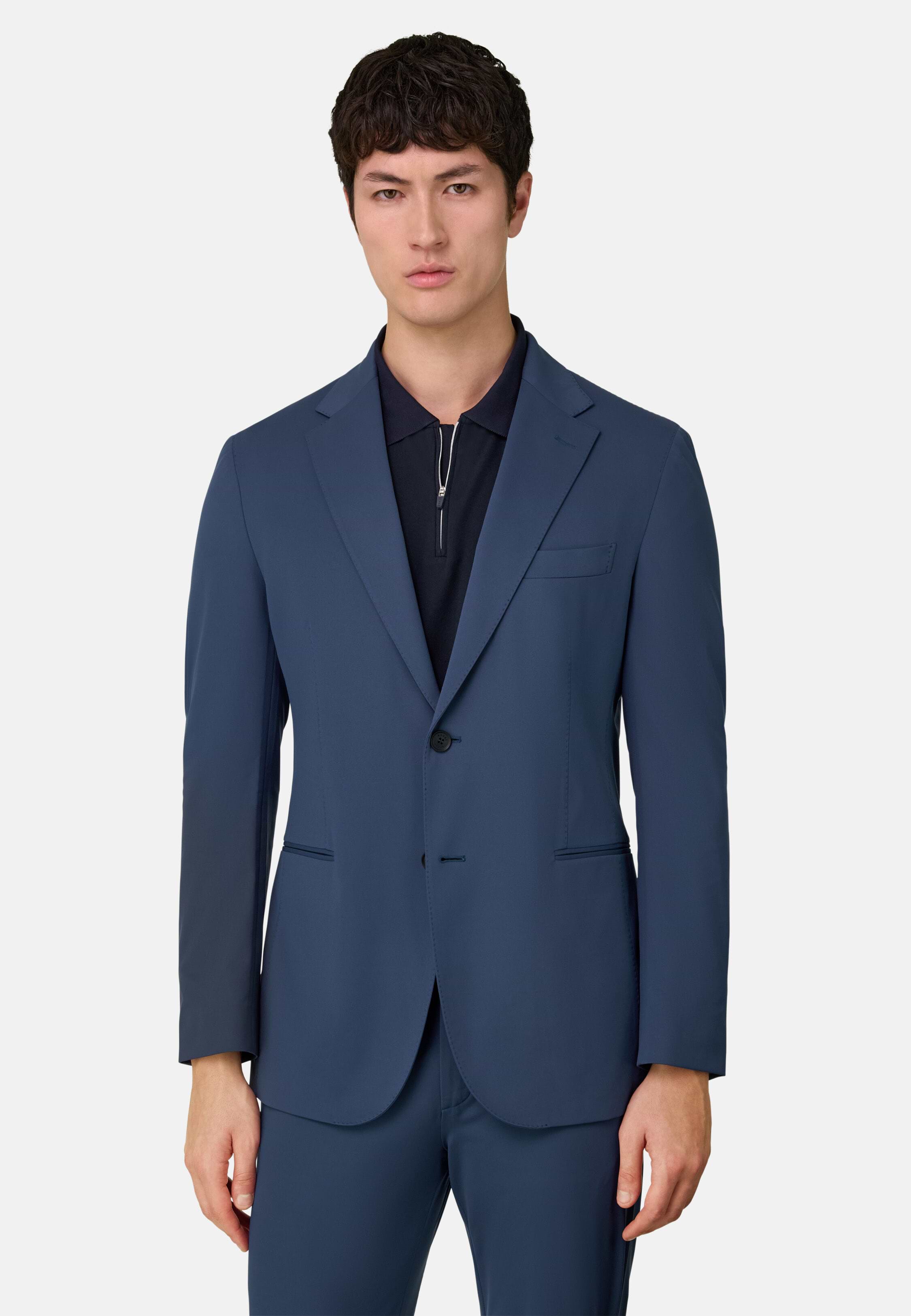 Men's B-Tech Stretch Nylon Jacket, Air-blue | Boggi Milano