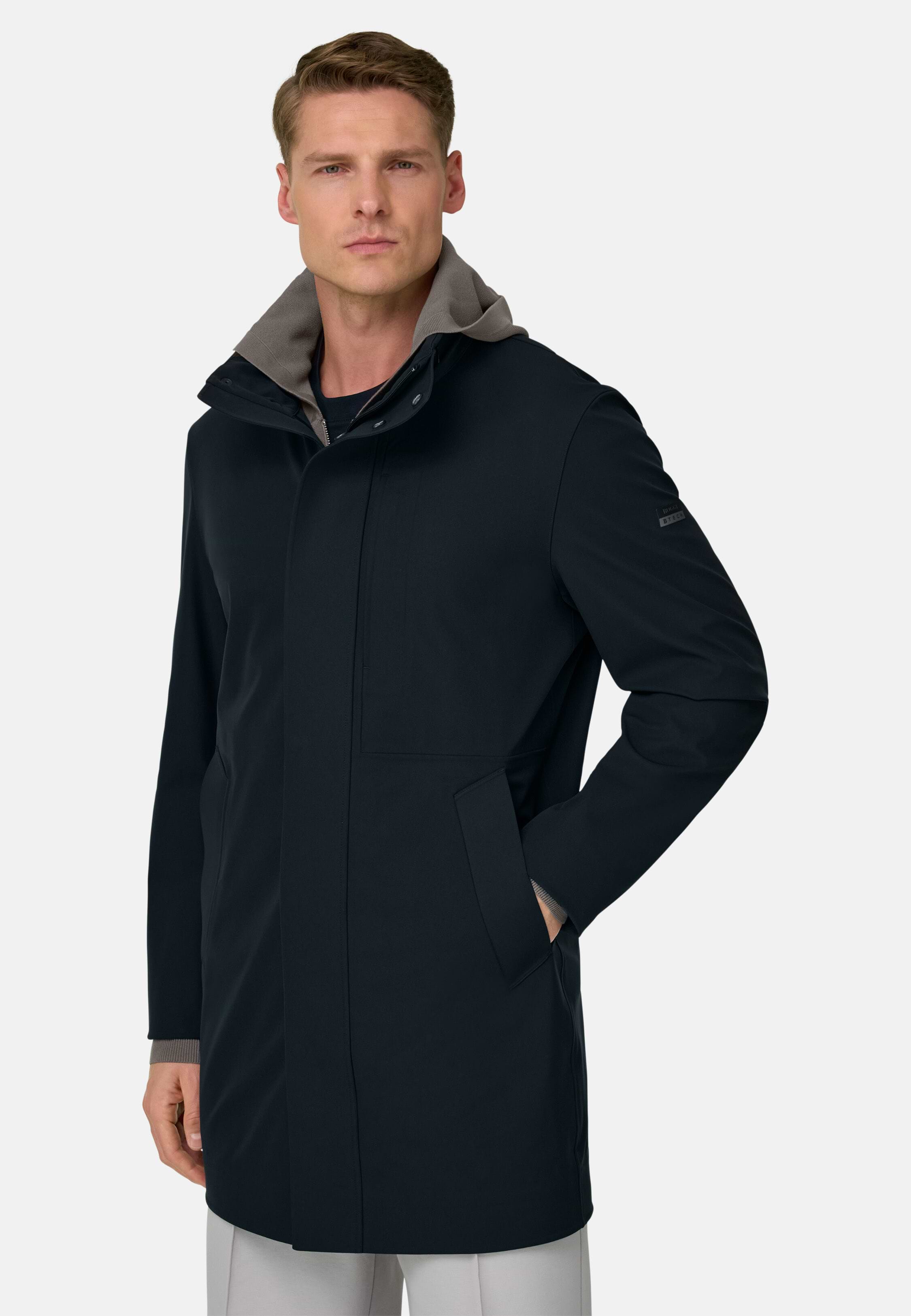 Men's B Tech Technical Fabric Car Coat, Navy blue | Boggi Milano