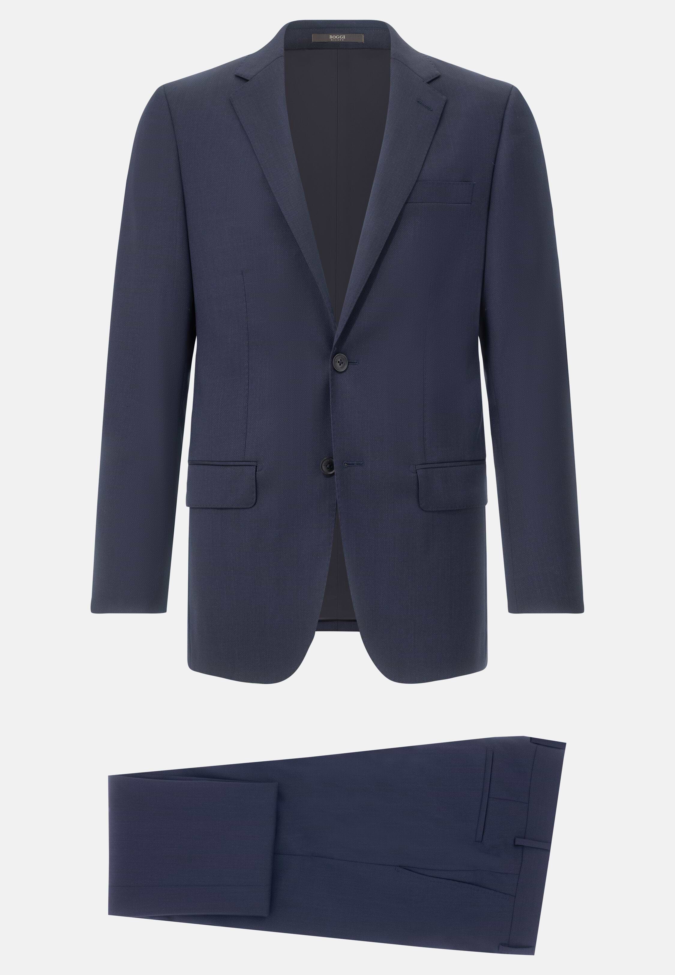 Men's Micro Pattern Suit in Stretch Wool | Boggi Milano