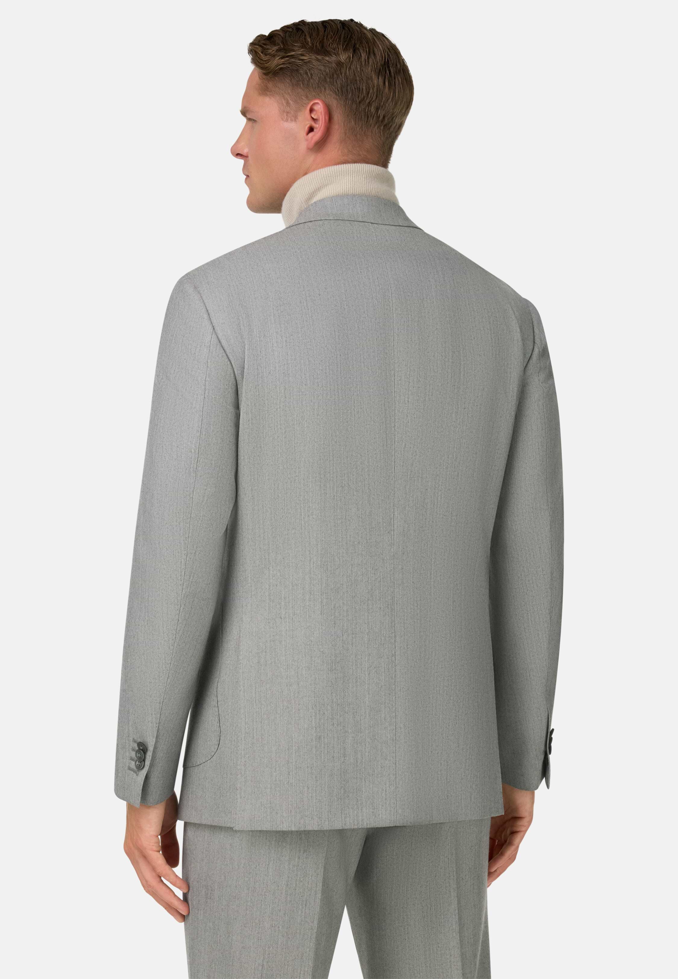 Men's Herringbone Pure Wool Suit | Boggi Milano