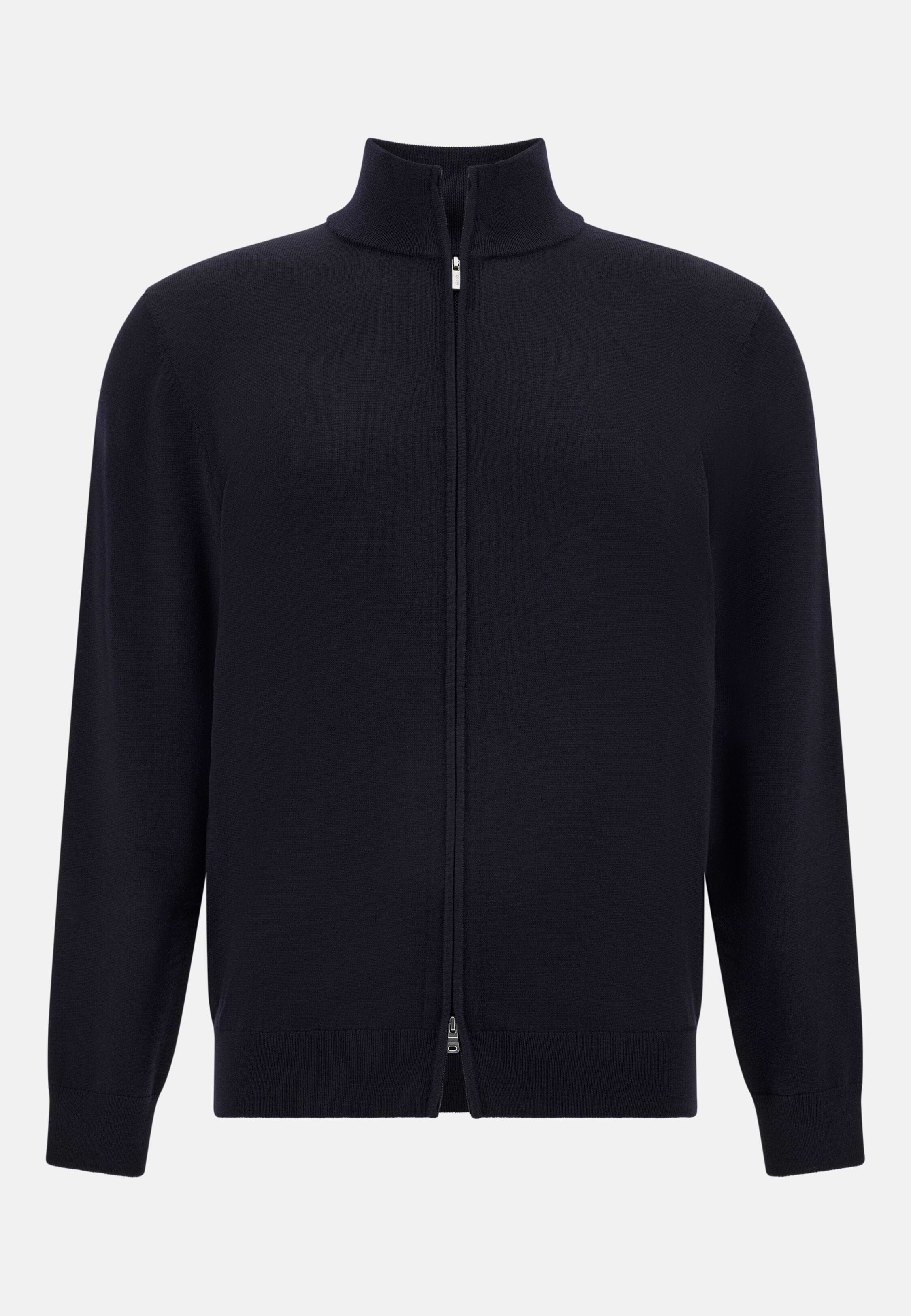 Men's Merino Wool Full Zip Sweater | Boggi Milano