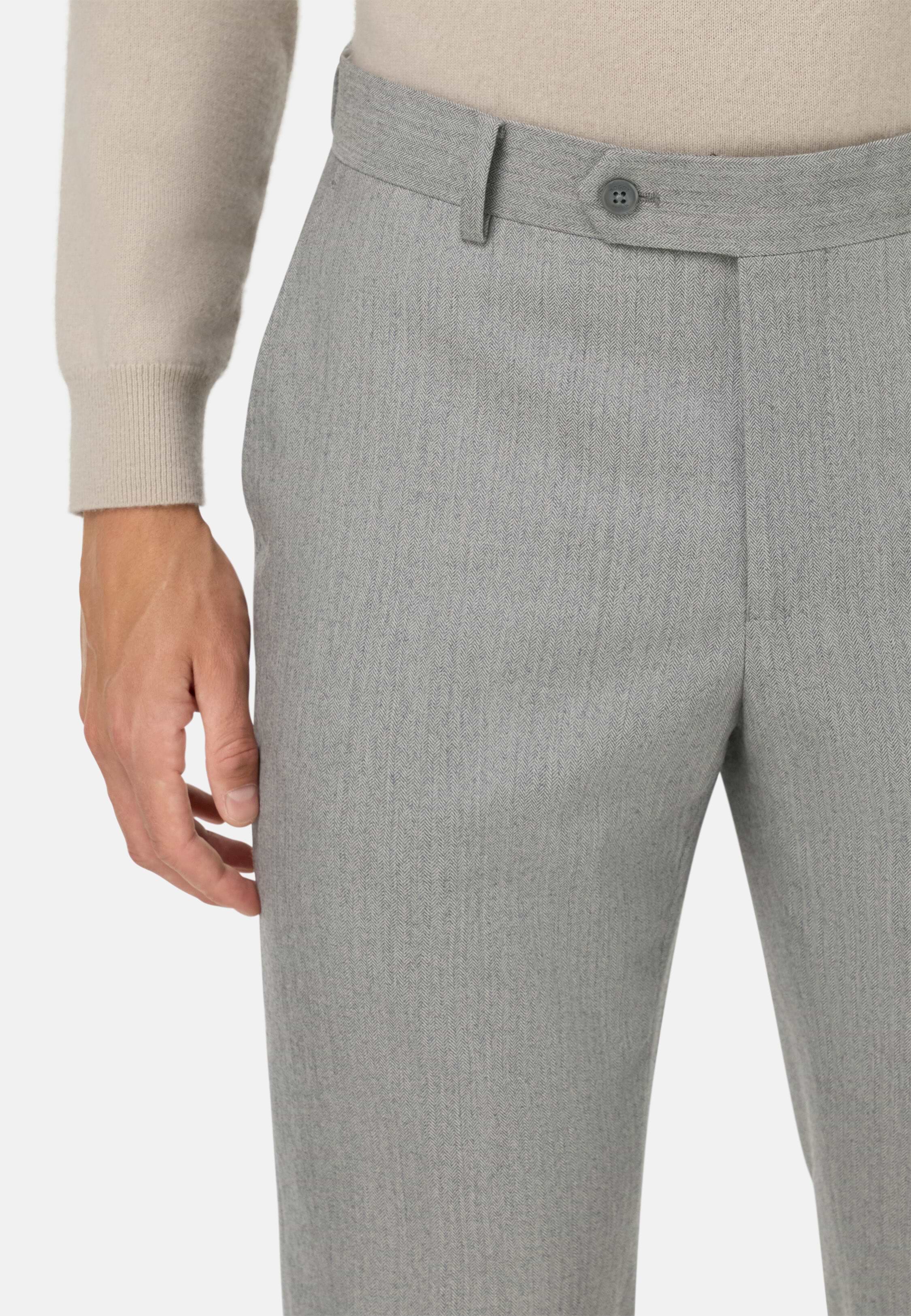 Men's Herringbone Pure Wool Suit | Boggi Milano