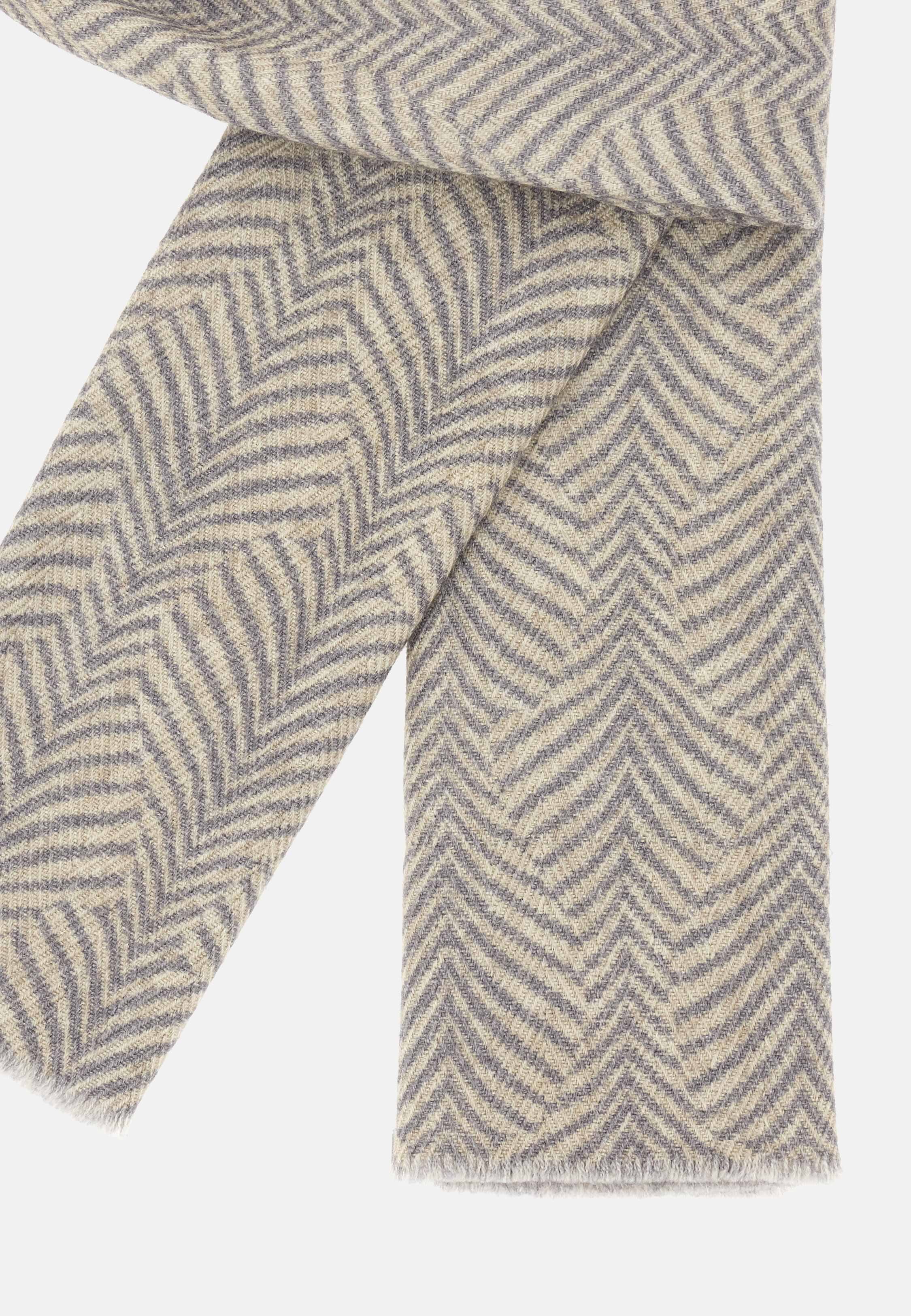 Men's Herringbone Print Wool Scarf | Boggi Milano