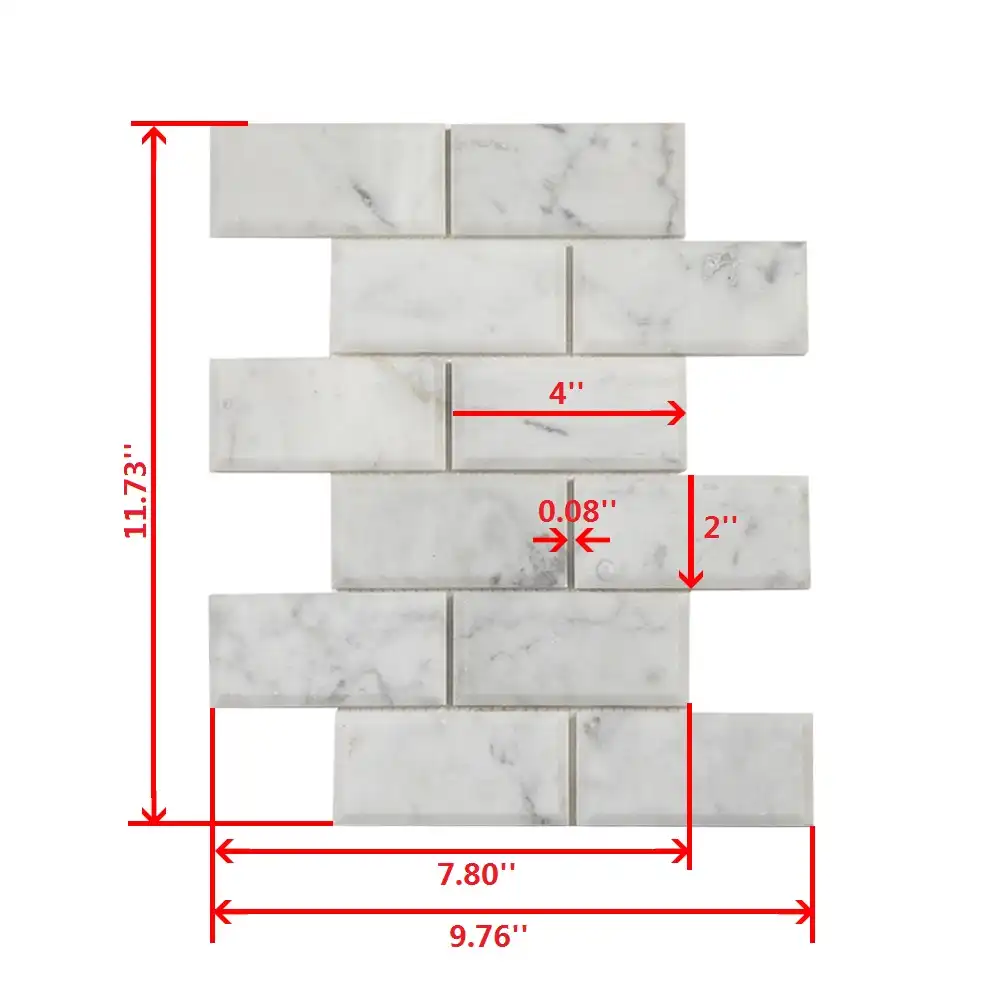 Carrara 2x4 Beveled Honed Marble, part of our Carrara Series
