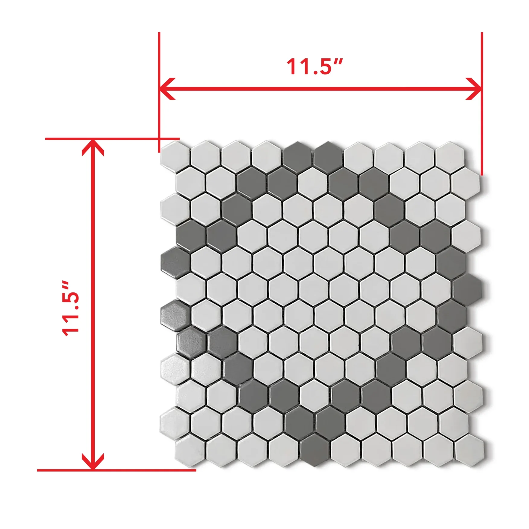 White and Grey Hexagon 1x1 Matte Porcelain Mosaic | iTileMosaic