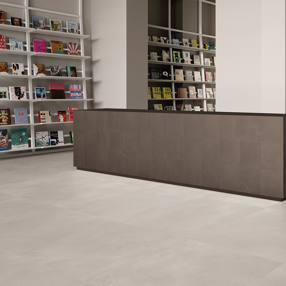 Lanza White Concrete 36x36 Porcelain Tile in iTileMosaic