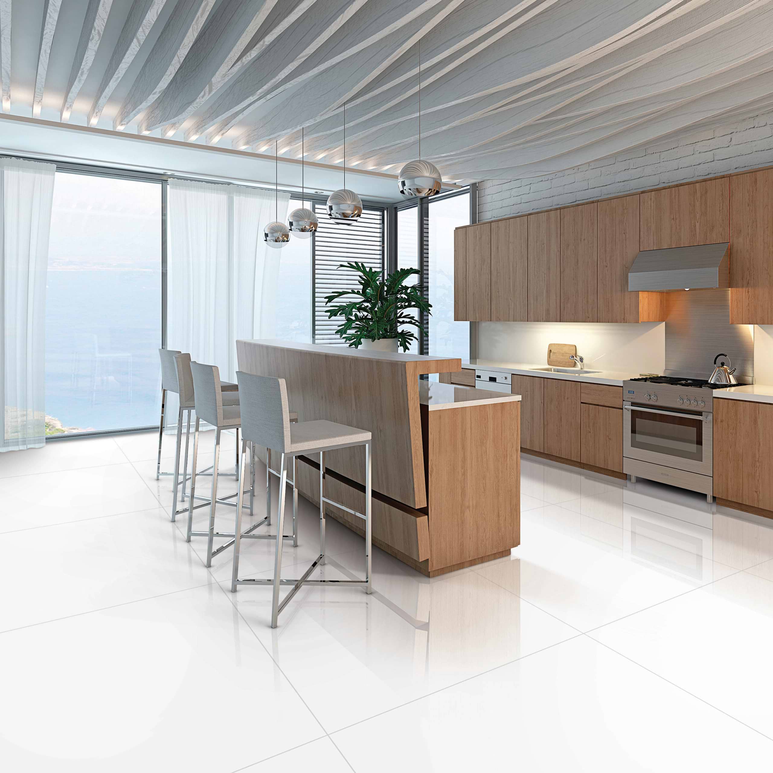 Clara Extreme White 32x32 Polished Porcelain Tile in iTileMosaic