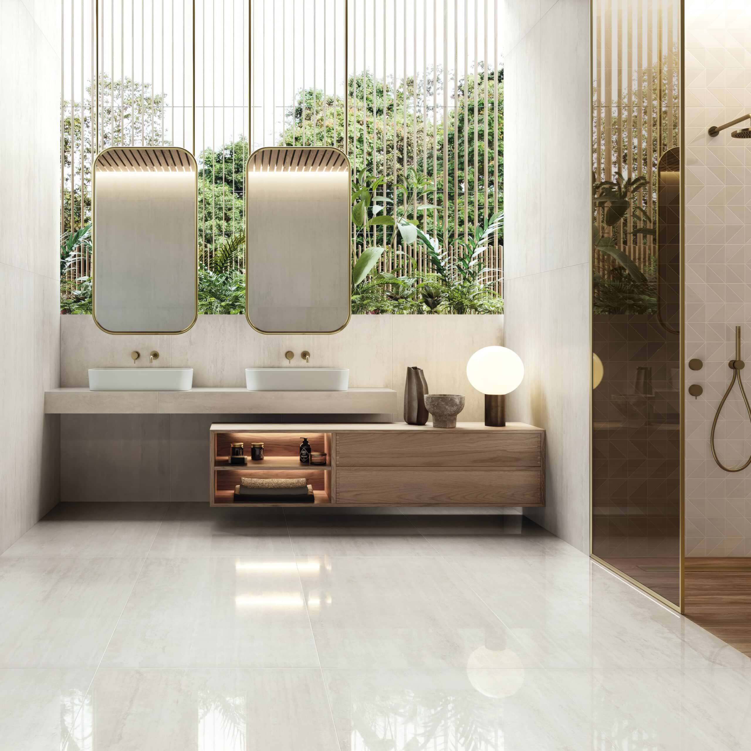 Estima Travertino White 30x60 Polished Porcelain Tile | iTileMosaic