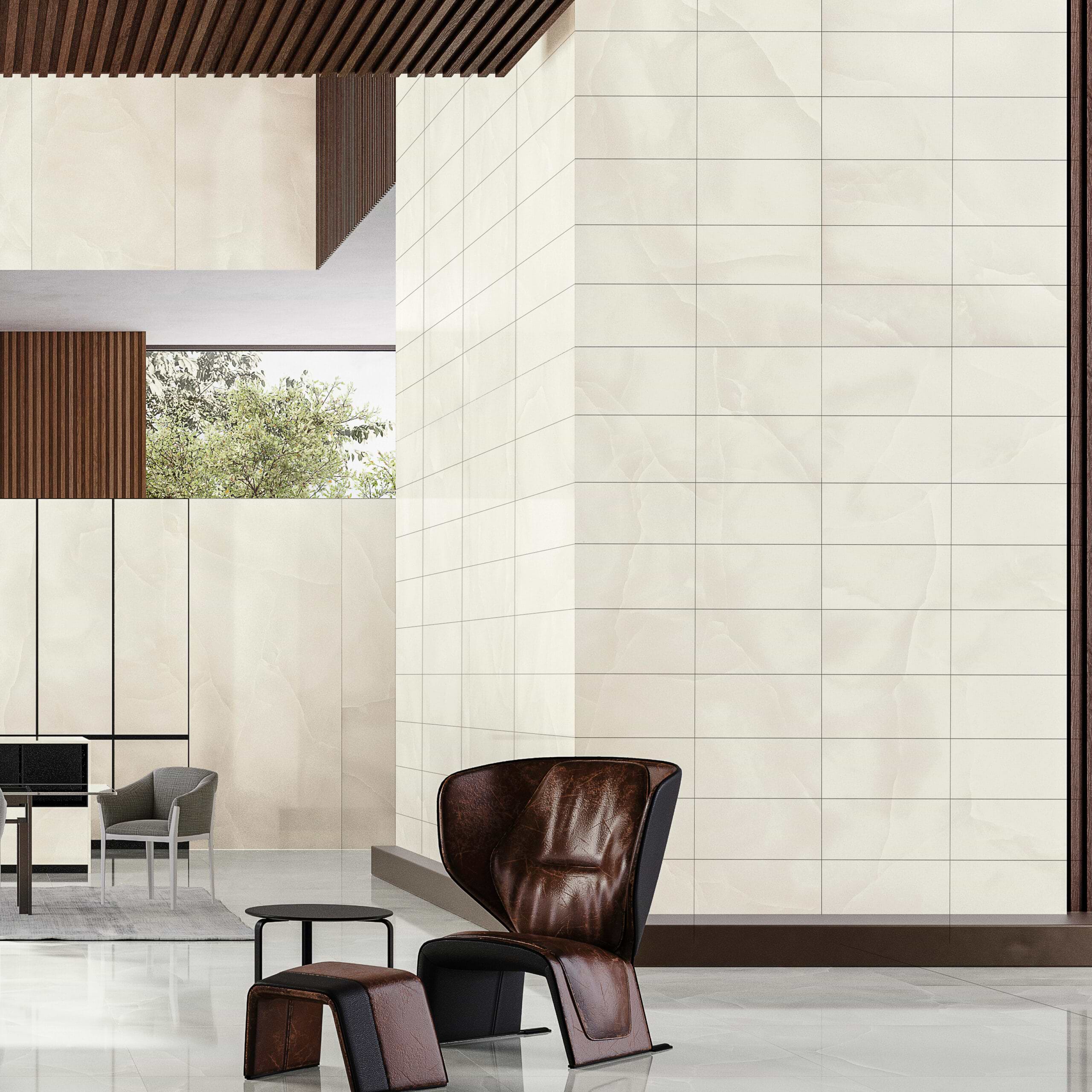 Estima Onyx White 12x24 Polished Porcelain Tile in iTileMosaic